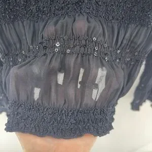 Agaci too | Tops | Y2k Off Shoulder Lace Top Black Smocked Sequin ...